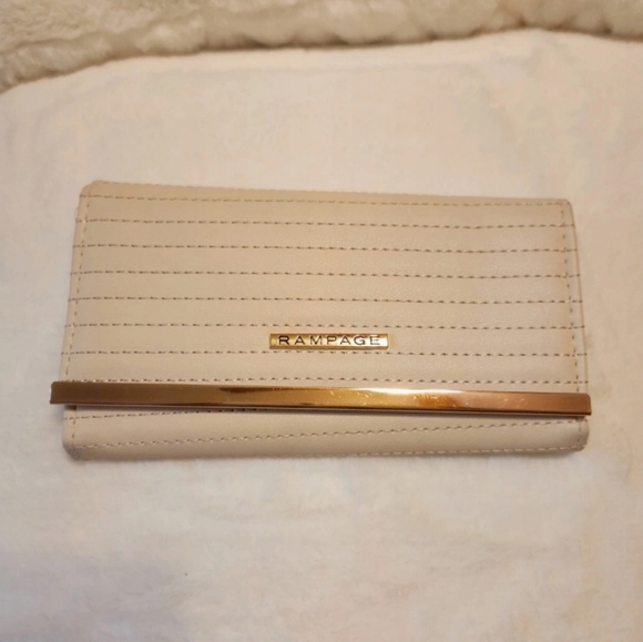 Rampage | Bags | Rampage Cream And Gold Trifold Wallet | Poshmark